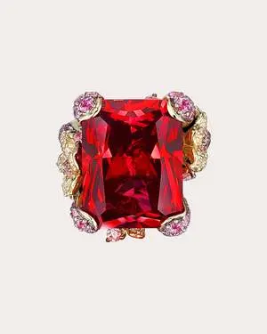 ANABELA CHAN Diamond & Ruby Cinderella Ring - Red