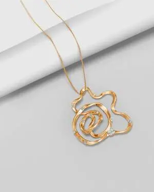 Natori Diamond And 14k Sakura Pendant Necklace