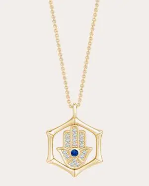 Natori Bamboo Hamsa Pendant Necklace - Gold
