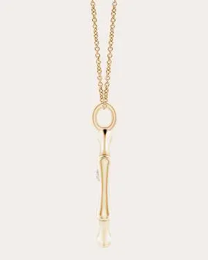 Natori Diamond And 14k Yellow Bamboo Cross Hexagon Pendant Necklace