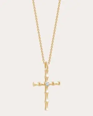 Natori Diamond And 14k Bamboo Cross Pendant Necklace - Gold