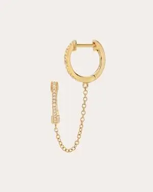 ZOE LEV Diamond And 14k Double Hoop Chain Earring - Gold
