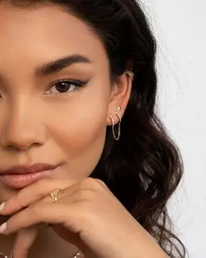 ZOE LEV Diamond And 14k Double Hoop Chain Earring