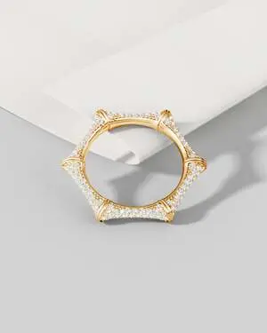 Natori Diamond & 14k Indochine Bamboo Pavé Ring