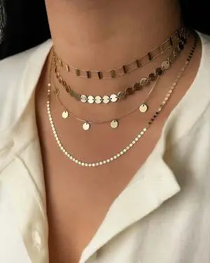 ZOE LEV 14k Disc Station Necklace