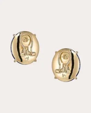 ANABELA CHAN Emerald & Regenerative Lapis Pebble Stud Earrings