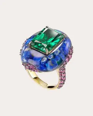 ANABELA CHAN Emerald & Regenerative Lapis Ring