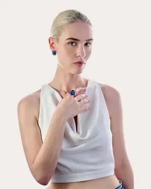 ANABELA CHAN Emerald & Regenerative Lapis Ring