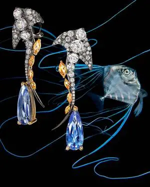 ANABELA CHAN Diamond & Spinel Aqua Ray Drop Earrings
