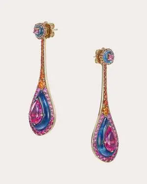ANABELA CHAN Sapphire And Spirulina Fruit Gem Sunset Elixir Drop Earrings