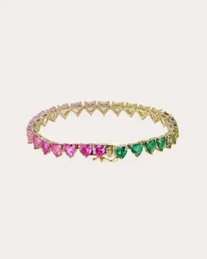 ANABELA CHAN Pink Sapphire And Green Tourmaline Eternity Heart Bracelet - Multi