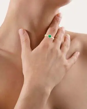Natori Emerald & Diamond Bamboo 14k Gold Ring