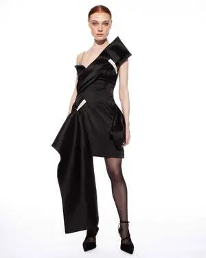 BYVARGA Janet Satin Draped Mini Dress