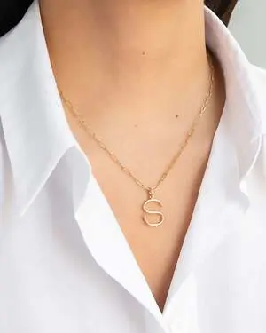 ZOE LEV 14k Gold Large Nail Initial Pendant Necklace