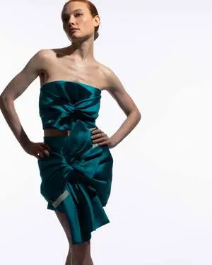 BYVARGA Lana Satin Bow Mini Skirt
