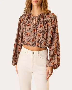 Natalie Martin Amelia Floral Tie-neck Crop Top - Multicolor