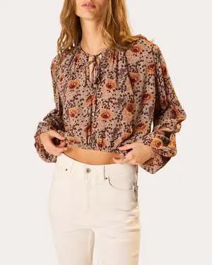 Natalie Martin Amelia Floral Tie-neck Crop Top - Multicolor