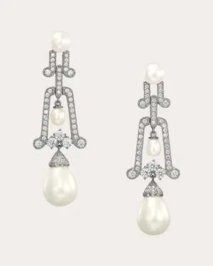 ANABELA CHAN Diamond And Pearl Drop Earrings - Silver