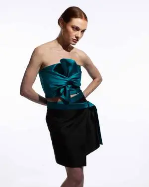 BYVARGA Whitney Satin Bow Strapless Top
