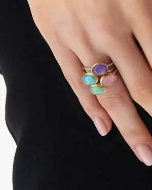 NANIS ITALIAN JEWELS Amazonite & Diamond 18k Gold Ring