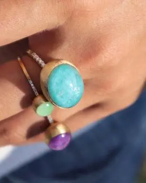 NANIS ITALIAN JEWELS Amazonite & Diamond 18k Gold Ring