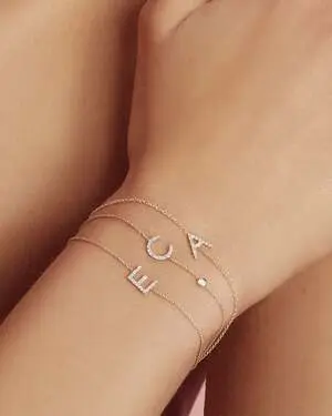 ZOE LEV Diamond And 14k Initial Charm Bracelet - Gold