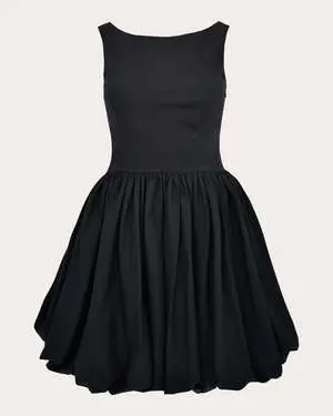 Azeeza Ananya Gathered Poplin Mini Dress - Black