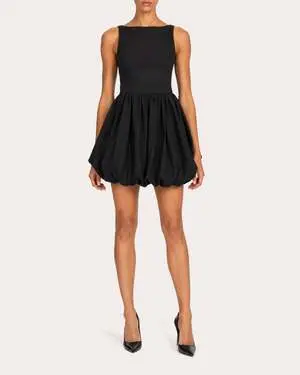 Azeeza Ananya Gathered Poplin Mini Dress - Black