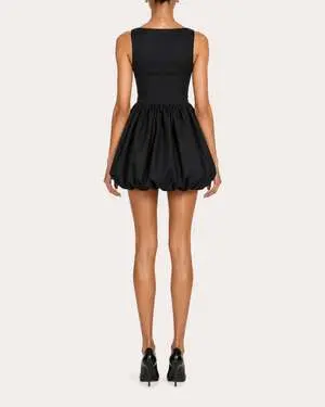 Azeeza Ananya Gathered Poplin Mini Dress - Black