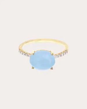 NANIS ITALIAN JEWELS Aquamarine And Diamond Stackable Ring