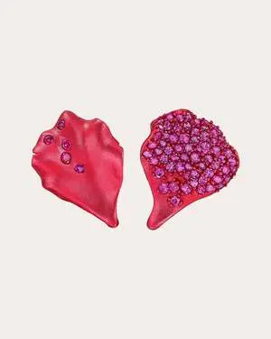 ANABELA CHAN Petal Asymmetric Stud Earrings - Ruby