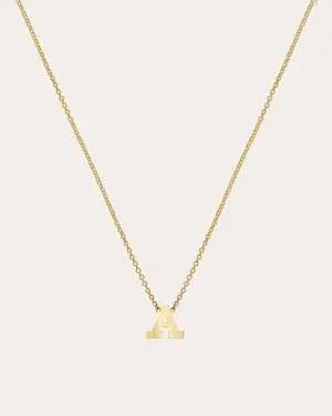 ZOE LEV 14k Gold Initial Pendant Necklace - Black
