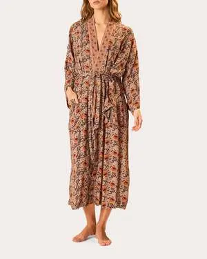Natalie Martin Diane Floral Kimono Robe Rayon - Multicolor