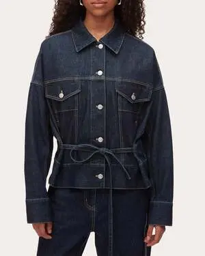3.1 Phillip Lim Boxy Belted Denim Jacket - Blue