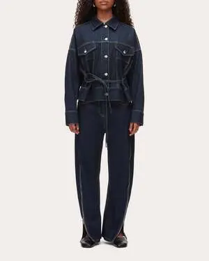 3.1 Phillip Lim Boxy Belted Denim Jacket - Blue