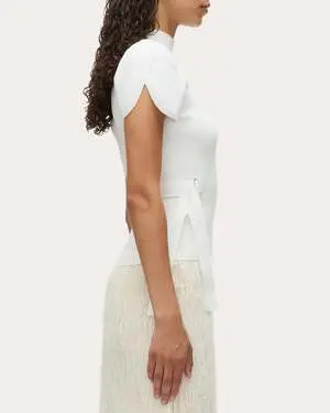 3.1 Phillip Lim Compact Knit Tulip-sleeve Top - White