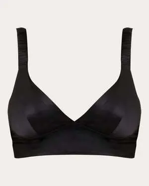 ROMUṠE Fiamma Silk Charmeuse Ruched Bralette - Black