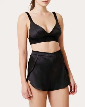ROMUṠE Fiamma Silk Charmeuse Ruched Bralette
