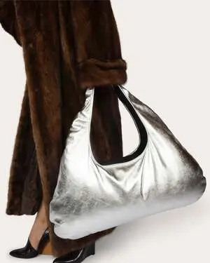 W 78 ST Large Cloud Metallic Leather Shoulder Bag