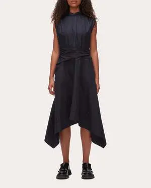 3.1 Phillip Lim Cotton Poplin Ruched Handkerchief Dress - Blue
