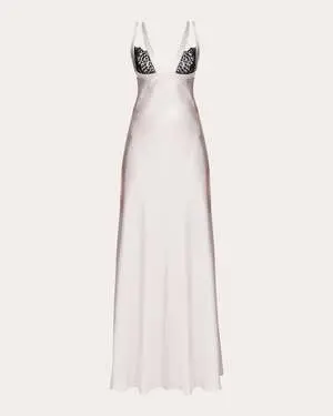 ROMUṠE Eva Silk Lace Cutout Maxi Dress