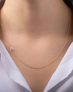 ZOE LEV Diamond And 14k Gold Asymmetric Initial Necklace - Black