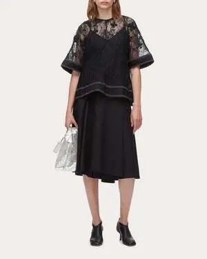 3.1 Phillip Lim Sheer Floral Lace Flounce Top