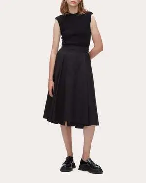 3.1 Phillip Lim Twill Pleated Biker Midi Skirt