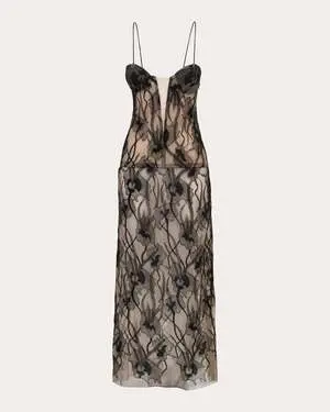 BYVARGA Melanie Floral Lace Bustier Maxi Dress - Black