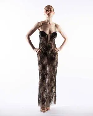 BYVARGA Melanie Floral Lace Bustier Maxi Dress