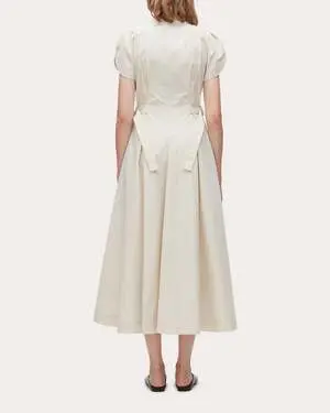 3.1 Phillip Lim Cotton Poplin Pleated Tulip-sleeve Midi Dress - Neutral