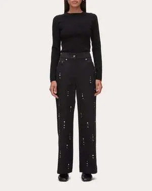 3.1 Phillip Lim Studded Twill Wide-leg Pants - Black
