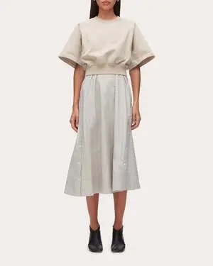 3.1 Phillip Lim French Terry Poplin Combo Midi Dress - Neutral