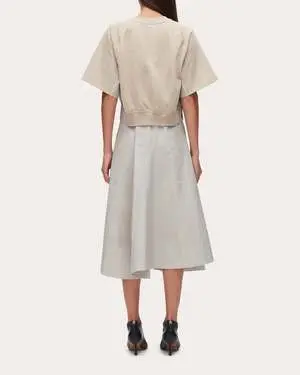 3.1 Phillip Lim French Terry Poplin Combo Midi Dress - Neutral
